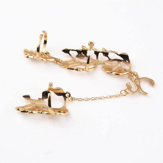 Crystal Flower Rhinestone Double Finger Rings – Wyvern's Hoard